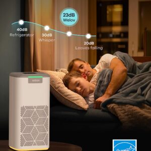 WELOV Air Purifiers for Home Large Room: H13 HEPA Air Purifiers for Pet Allergy, 1570 Sq Ft Coverage Air Quality Monitor Removes Pet Hair Dander Pollen Smoke Dust Mold, 23dB Air Purifiers for Bedroom