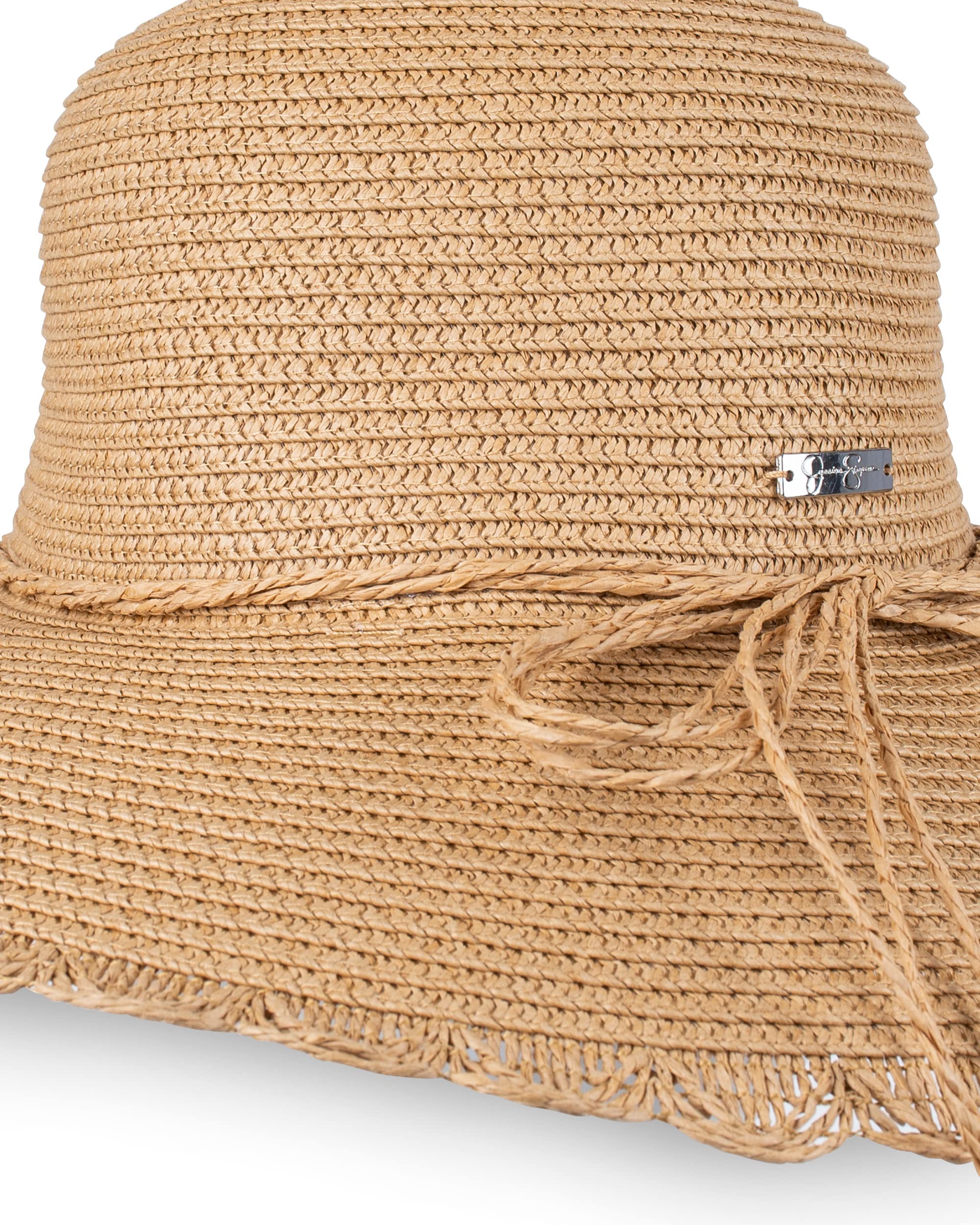 Jessica Simpson Womens Wide Brim Straw Hat, Tan, One Size