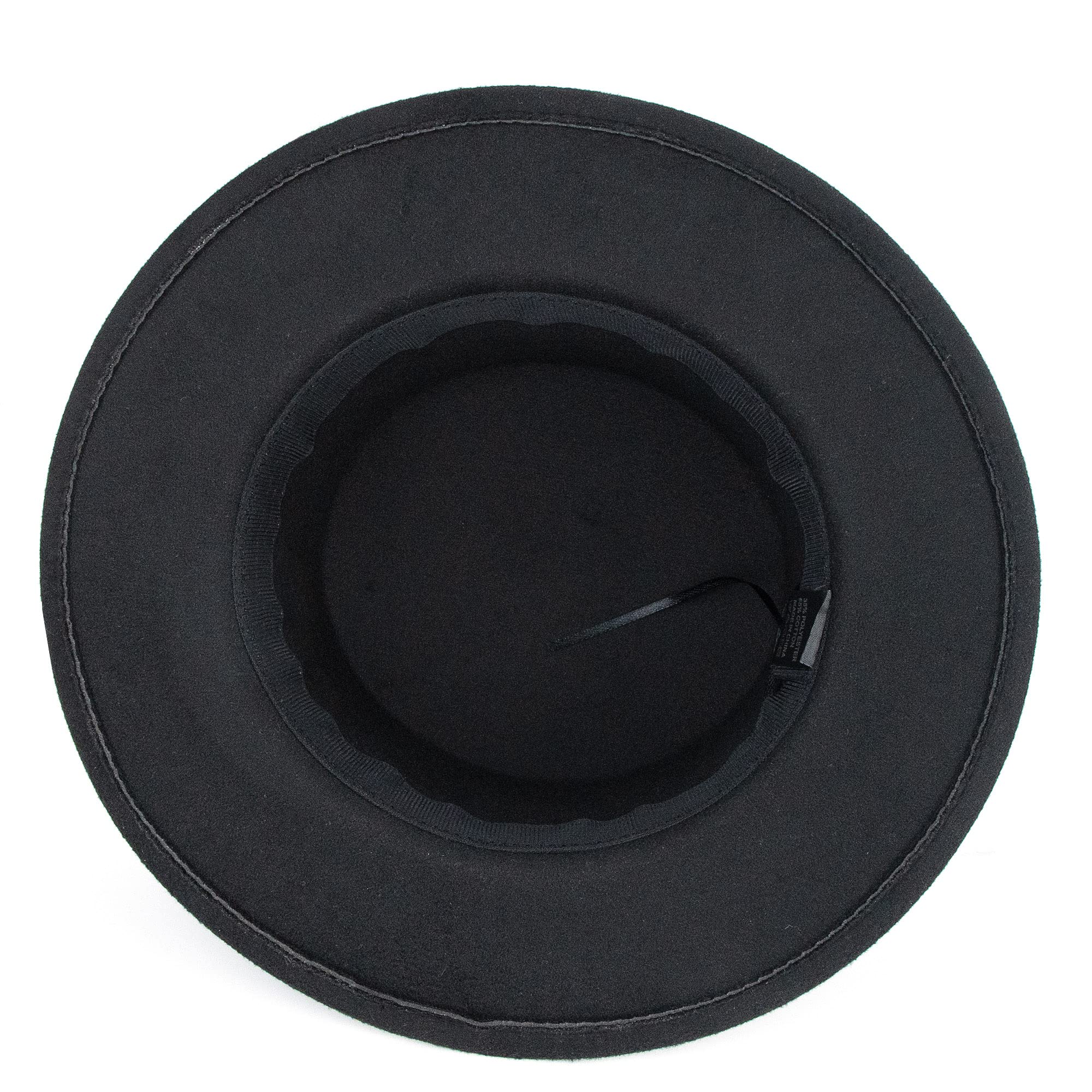 Wide Brim Wool Felt Flat Top Fedora Hat for Women and Men Pork Pie Hat Felt Boater Party Church Trilby Hats Black