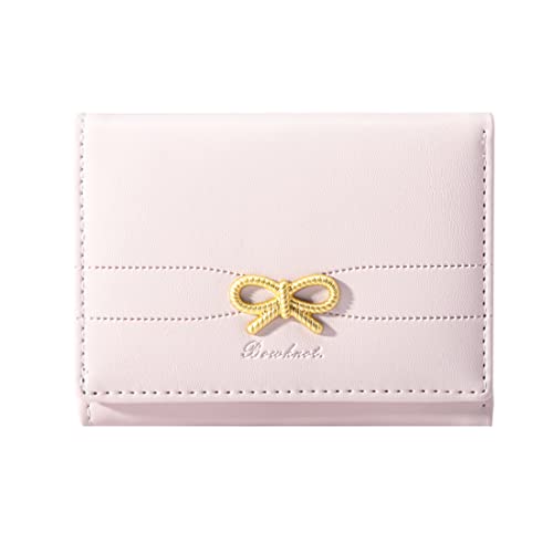 Sunwel Fashion Wallets Girls Cute Coquette Bow Small Wallet Aesthetic Card Holder ID Window Purse for Women (PINK)