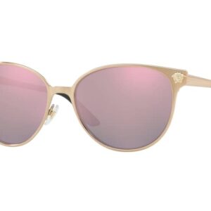 Versace VE2168 14095R 57MM Pink Gold/Dark Grey Mirror Pink Sunglasses for Women + BUNDLE With Designer iWear Eyewear Kit