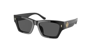 tory burch ty7169u 170987 52mm black/solid grey rectangular sunglasses for women + bundle with designer iwear eyewear kit