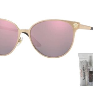 Versace VE2168 14095R 57MM Pink Gold/Dark Grey Mirror Pink Sunglasses for Women + BUNDLE With Designer iWear Eyewear Kit