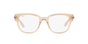 ray-ban rx7210 square prescription eyewear frames, alabaster/demo lens, 50 mm