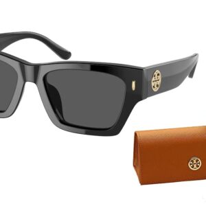 Tory Burch TY7169U 170987 52MM Black/Solid Grey Rectangular Sunglasses for Women + BUNDLE With Designer iWear Eyewear Kit