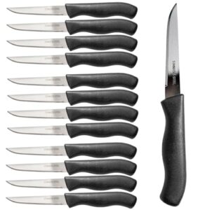 brenium paring and garnishing knife, 12-piece set, knives with straight edge 3 inch blade, stainless steel, spear point, fruit and vegetable cutting and peeling, black