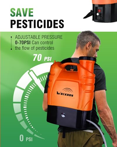 WOEKBON 4 Gallon Battery Powered Backpack Sprayer Electric Garden Pump Sprayer with Lithium Battery for Long Time Spray Brass Telescope Wand and Multiple Nozzles for Spraying Cleaning。