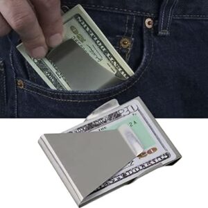 leemasing slim clip double sided money clip credit card holder wallet stainless steel for husband dad wife (silver)