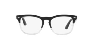 ray-ban rx4487v steve square prescription eyewear frames, black on transparent/demo lens, 54 mm