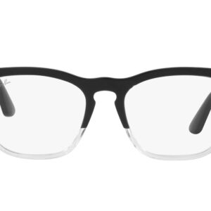 Ray-Ban RX4487V Steve Square Prescription Eyewear Frames, Black on Transparent/Demo Lens, 54 mm