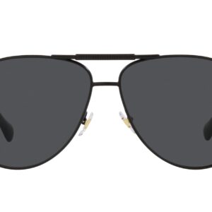 Versace Unisex Sunglasses Matte Black Frame, Dark Grey Lenses, 65MM