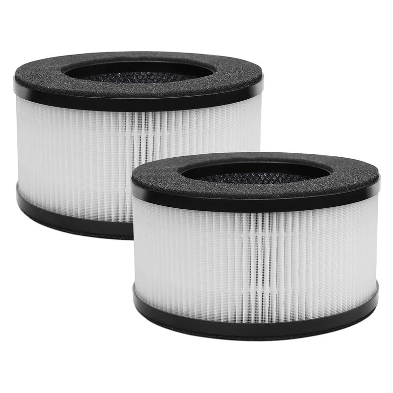 Smilyan BS-01 True HEPA Replacement Filter Compatible with Slevoo BS-01 Air Purifier, 3-in-1 BS01 Air Filter Replacement,2 PACK (NOT fit for BS-03)