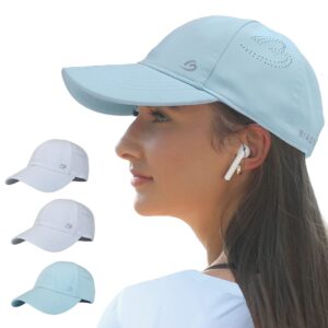 womens hats summer baseball caps ponytail, 3 pack cute light blue women's baseball hat fashionable hats & caps (blue, white, white)