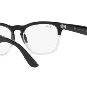 Ray-Ban RX4487V Steve Square Prescription Eyewear Frames, Black on Transparent/Demo Lens, 54 mm