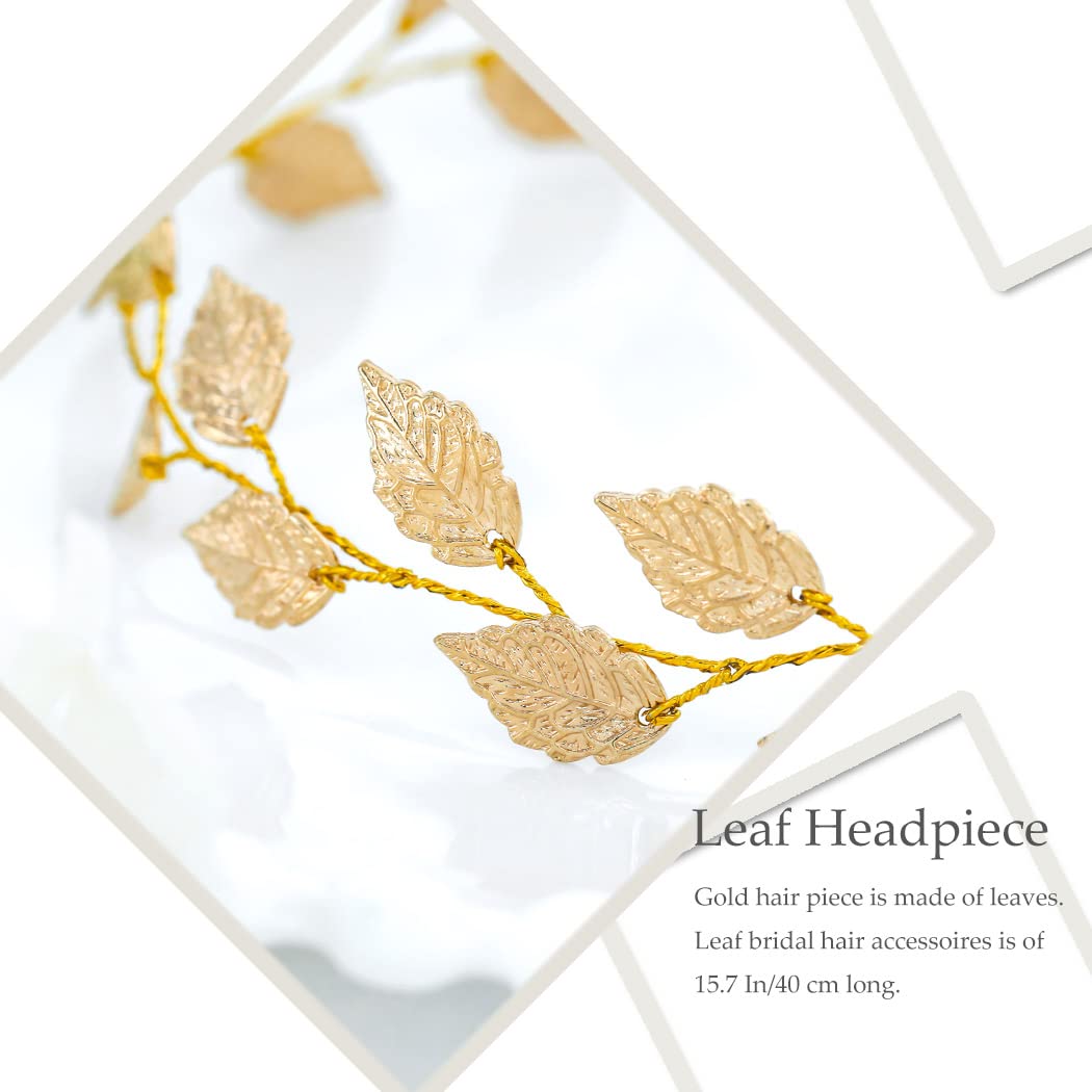 JAKAWIN Leaf Bride Wedding Hair Vine Gold Hair Piece Bridal Hair Accessories for Women and Girls HV179 (Gold)