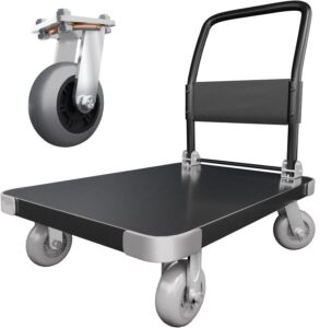 steel platform truck heavy duty flatbed cart, 2200lbs push cart dolly, 36 x 24in moving flat cart with 5'' swivel wheels