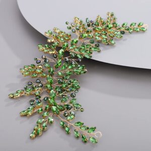 beryuan green rhinestone crystal wedding hair vine for bride bridesmaid bridal jewelry headpiece wedding hair accessories for women and girls green 1