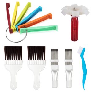 yishem 7 pcs air conditioner fin cleaner set air conditioner condenser fin comb straightener comb fin cleaning brush refrigerator coil cleaning whisk brush metal fin evaporator radiator repair tool