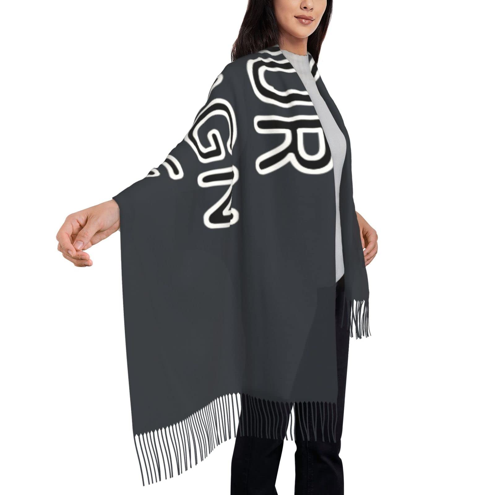 Custom Women's Scarf Winter Warm Personalized Scarf Add Picture Text Logo Custom Design Women's Shawl Black