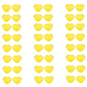 nudala 24 pack heart rimless sunglasses love candy bachelorette party glasses funky transparent sunglasses party favor (24 yellow)