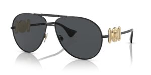 versace unisex sunglasses matte black frame, dark grey lenses, 65mm