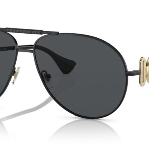 Versace Unisex Sunglasses Matte Black Frame, Dark Grey Lenses, 65MM