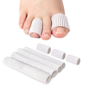 toe cushion tubes, 4pcs soft elastic fabric finger toe tubes sleeves cushions, breathable toe caps toe spacers separators, soft gel corn pad protectors for corns blisters calluses, bunion harmmer toes