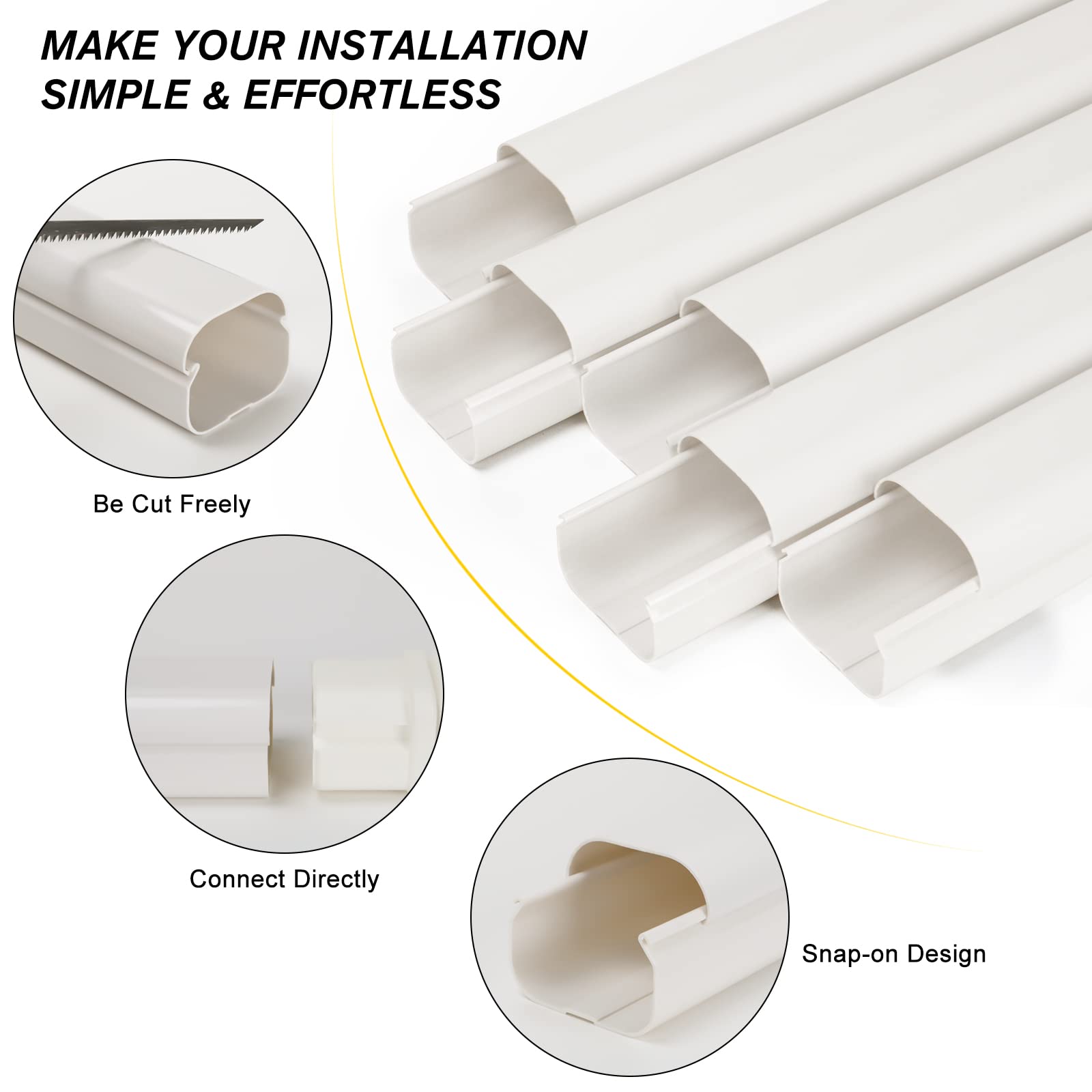 BEWAVE 3" 10 Ft AC Line Cover Kit, Decorative PVC Tubing Cover Kit for Mini Split Air Conditioners and Heat Pumps