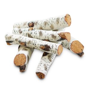 gas fireplace log set ceramic white birch for indoor insert, vented, propane, electric gas fireplace, linear fire pits ceramic fiber, fireplace decor large birch logs for smoke hollow grill, 6pcs