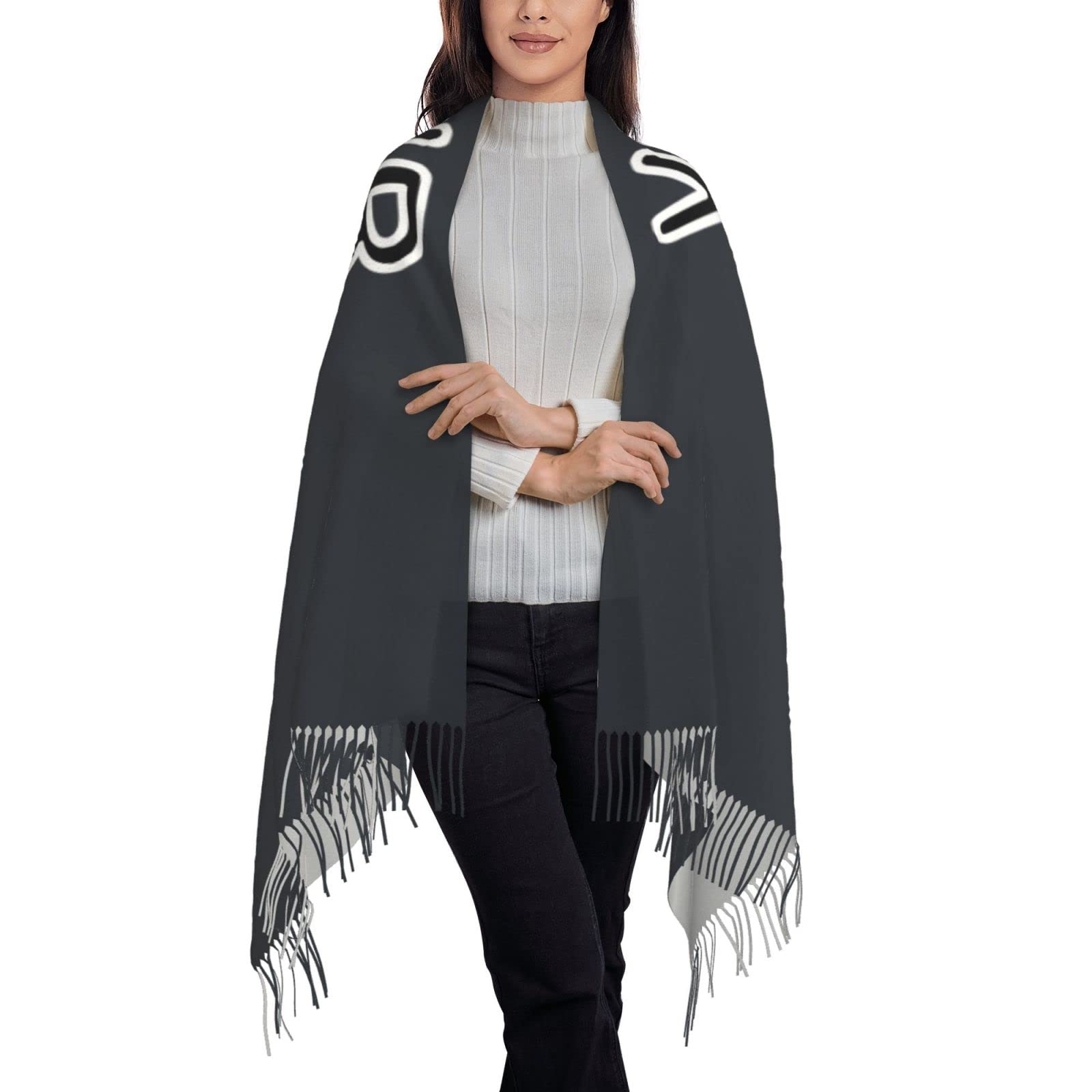 Custom Women's Scarf Winter Warm Personalized Scarf Add Picture Text Logo Custom Design Women's Shawl Black