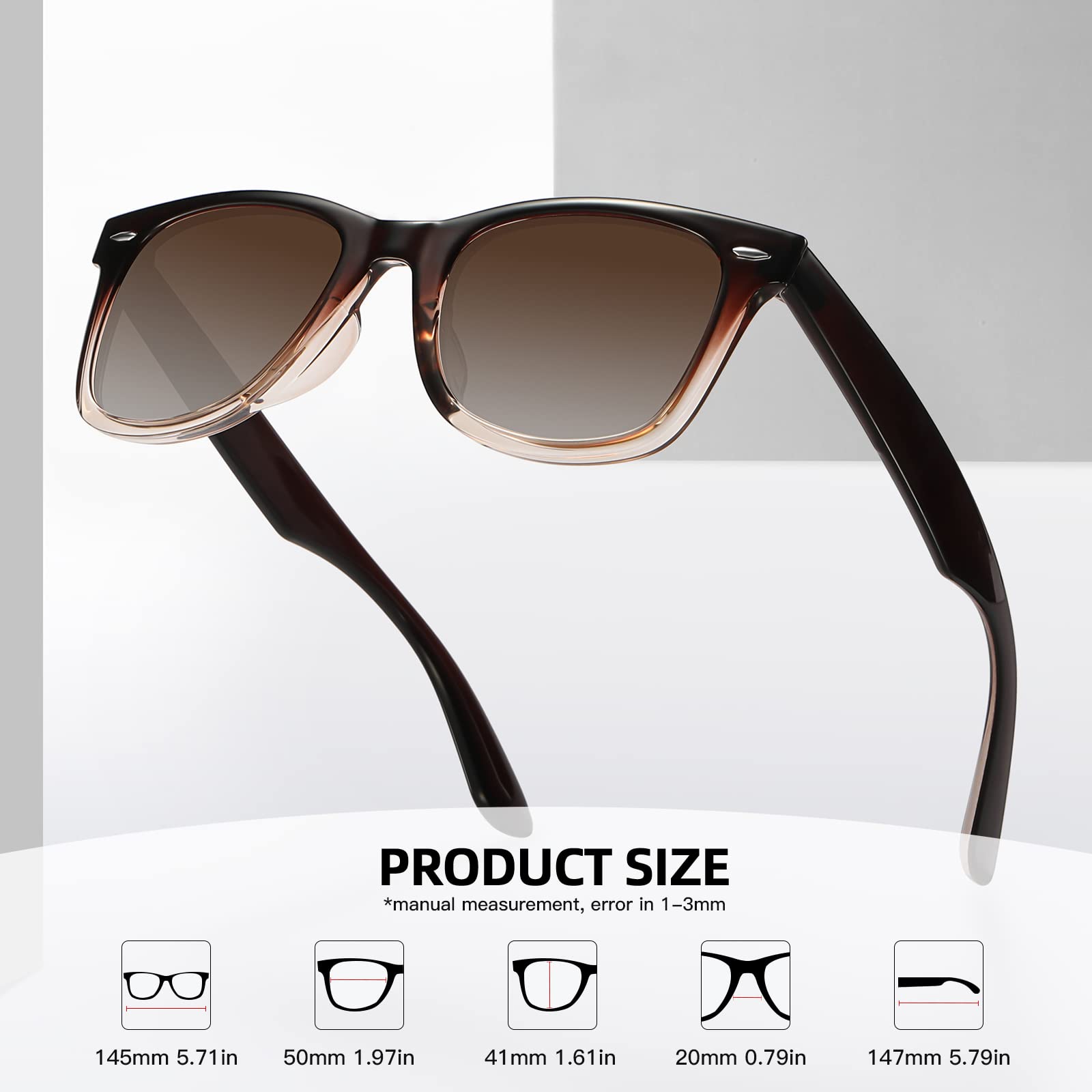 MEETSUN Polarized Sunglasses for Women Classic Retro Square Driving Ladies Sun Glasses UV Protection Brown Gradient