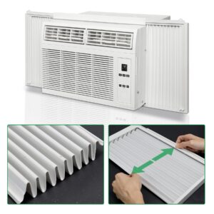 Forestchill Window Air Conditioner Side Panel with frame, Room AC Accordion Filler Curtain Kit Replacement, Include Window AC Side Panels & Frames (White, Fit 8,000 BTU Units)