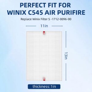 APPLIANCEMATES C545 Replacement Filter S for Winix c545 Air Purifier, Replace 1712-0096-00 2522-0058-00, 3-Pack H13 Ture HEPA Filters