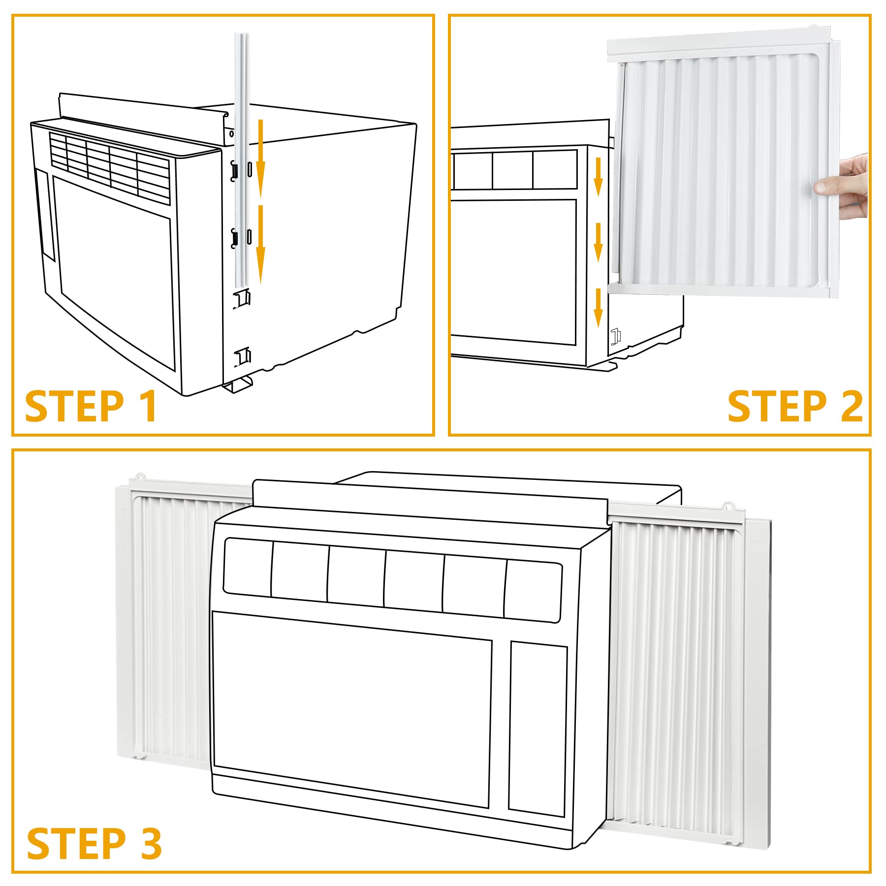 LBG Products Window Air Conditioner Side Panel and Frame Set,AC Accordion Filler Kit,Fits Most 10000BTU Window Air Conditioners