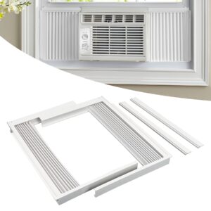 forestchill window air conditioner side panel with frame, room ac accordion filler curtain kit replacement, include window ac side panels & frames (white, fit 8,000 btu units)