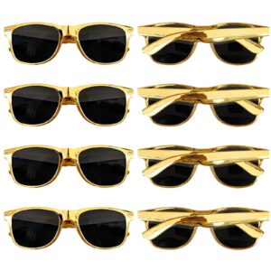 pibupibu 8 pack gold party sunglasses bulk, neon sunglasses party favors for kids adult