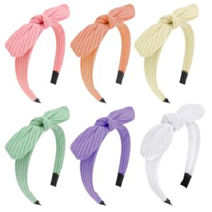 jaciya bow headbands for girls women hair accessories thin headband with bow non slip fashion knotted head band bunny ears headband(pink/purple/green/yellow/white/orange)