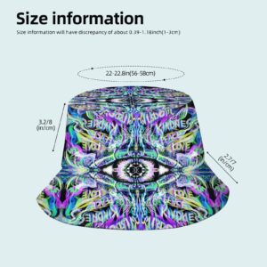 Psychedelic Trippy Rave Bucket Hats for Women Men Packable Outdoor Travel Beach Sun Hat Rave Festival Outfits Accessories for Women