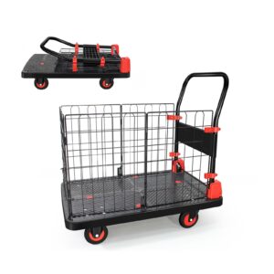 uholan heavy duty hand truck with cage removable cage cart dolly cart with wheels load 660lbs multipurpose grocery cart shopping moving storage