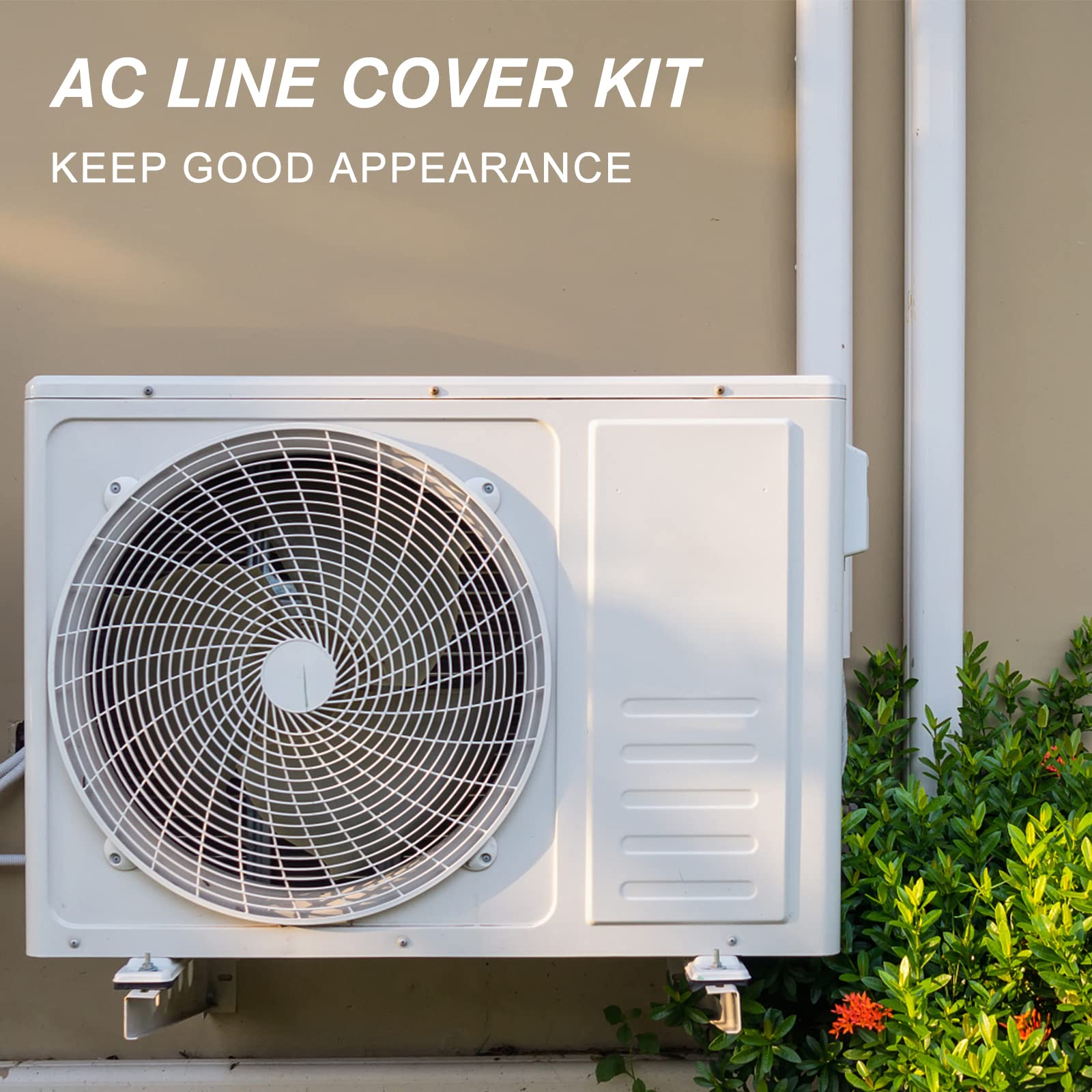 BEWAVE 3" 10 Ft AC Line Cover Kit, Decorative PVC Tubing Cover Kit for Mini Split Air Conditioners and Heat Pumps