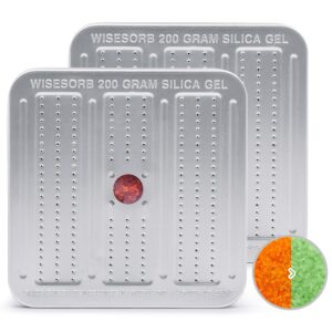 wisesorb 200 gram 2 pack gun safe dehumidifier, reusable silica gel dehumidifier, indicating silica gel desiccant canister (orange to green)