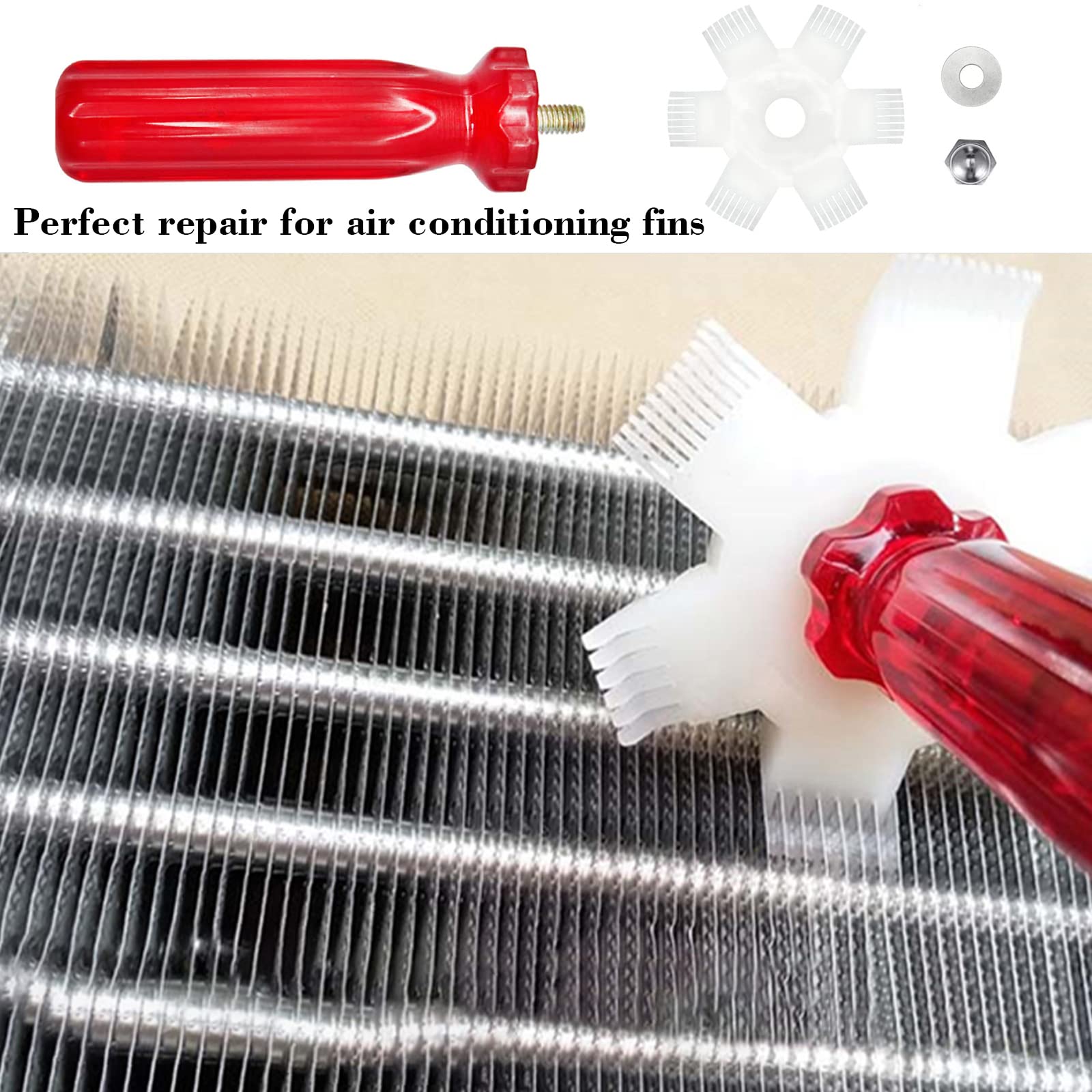 Yishem 7 Pcs Air Conditioner Fin Cleaner Set Air Conditioner Condenser Fin Comb Straightener Comb Fin Cleaning Brush Refrigerator Coil Cleaning Whisk Brush Metal Fin Evaporator Radiator Repair Tool