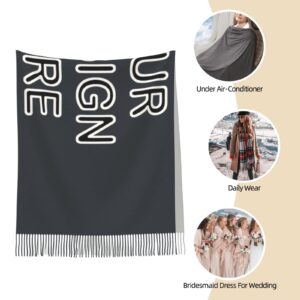 Custom Women's Scarf Winter Warm Personalized Scarf Add Picture Text Logo Custom Design Women's Shawl Black