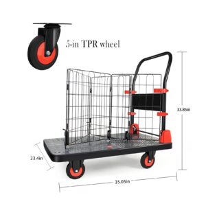 Uholan Heavy Duty Hand Truck with Cage Removable Cage Cart Dolly Cart with Wheels Load 660lbs Multipurpose Grocery Cart Shopping Moving Storage