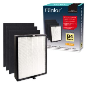 flintar true hepa replacement filter, made in taiwan, compatible with alen breathesmart flex and 45i air purifier, h13 grade true hepa, plus 3 extra pre-filters, part # b4-fresh (1-pack)