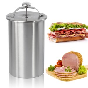 stainless steel ham maker meat press cooker for making healthy homemade deli meat with thermometer - kitchen bacon meat pressure cookers boiler pot pan stove