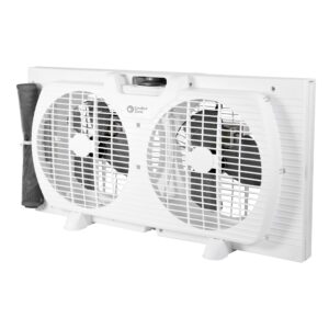 comfort zone twin window fan with quiet setting, reversible airflow control, 9 inch, 3-speeds, expandable, exhaust, dual fan, airflow 9.84 ft/sec, ideal for home, kitchen, bedroom & office, cz319wt2