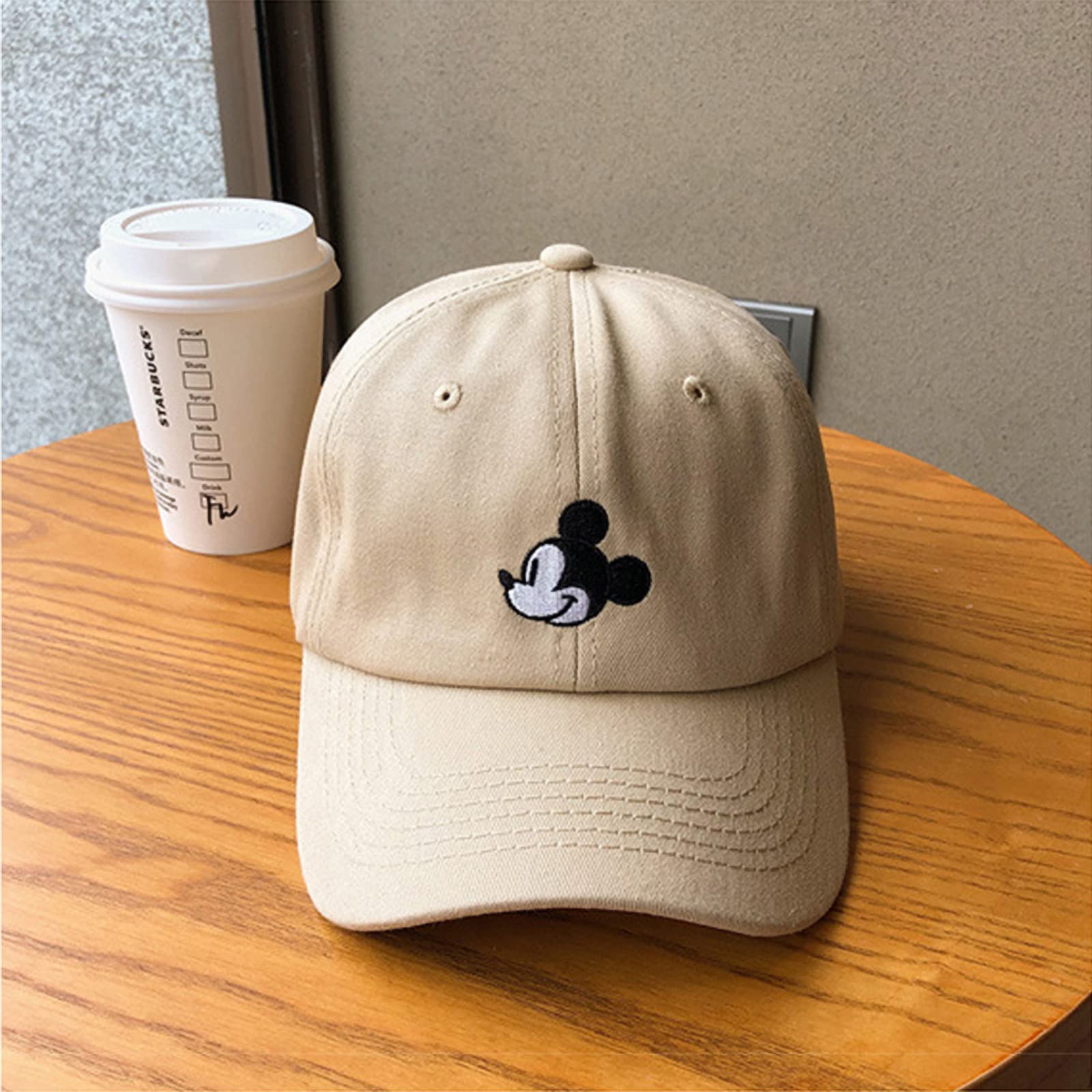 Cartoon Baseball Cap Embroidery and Printing Sun Hats Men Women Hip Hop Baseball Hat for Outdoor Sports Decoration (Khaki)