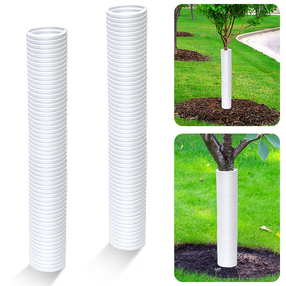 Corrugated Tree Guards, 2pcs Rigid PP Tree Trunk Protectors, Tree Bark Protector Sleeve Plant Guard Tube Wraps to Protect Bark, Tree Seedlings Tubes, Saplings Plants from Deer,Rodents, Mowers,Trimmers