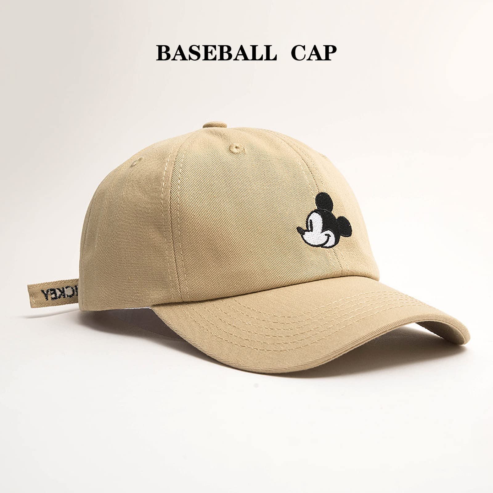 Cartoon Baseball Cap Embroidery and Printing Sun Hats Men Women Hip Hop Baseball Hat for Outdoor Sports Decoration (Khaki)